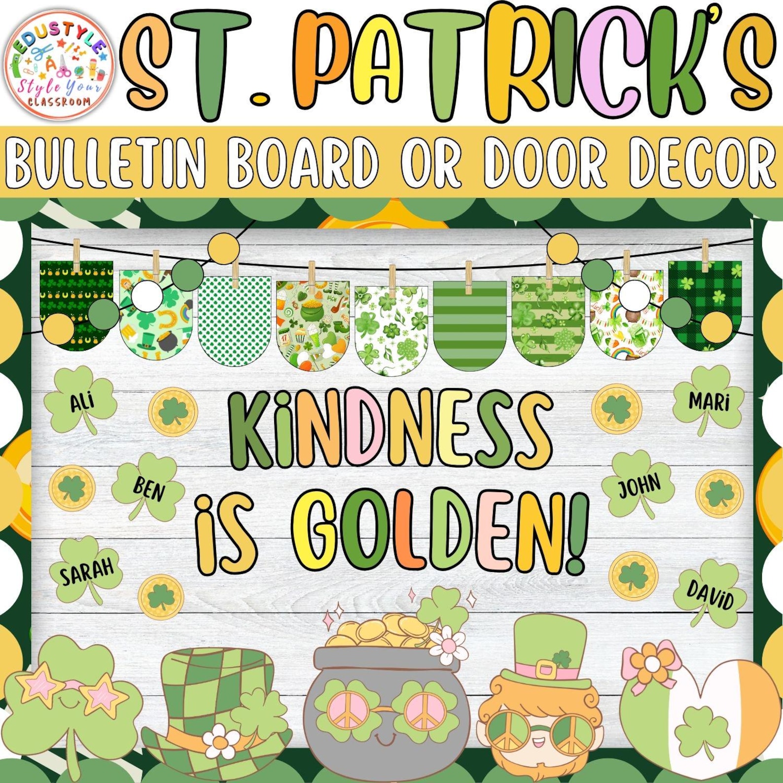 Kindness is Golden: St. Patrick’s Day Bulletin Board or Door Decor ...