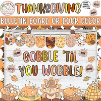 Thanksgiving Groovy Bulletin Board Kit Fall Door Decor Classroom ...