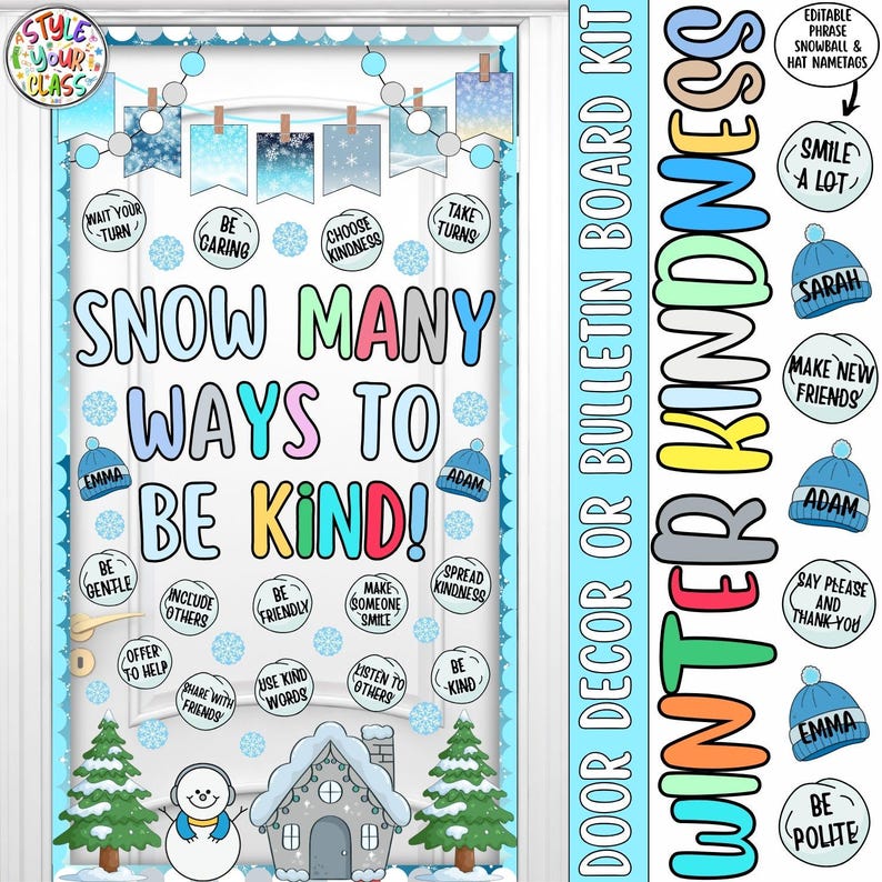 Snow Many Ways to Be Kind! | Winter Kindness Bulletin Board or Door ...