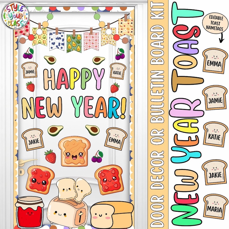 A Toast to the New Year! | Toast New Year Door Decor or Bulletin Board ...