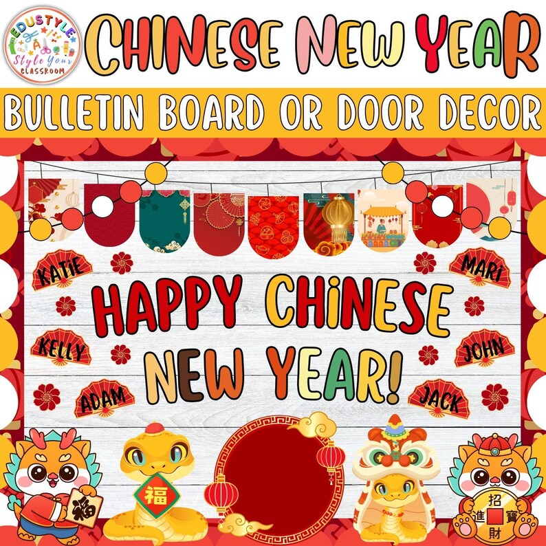 Gung Hay Fat Choy!: Chinese New Year Bulletin Board or Door Decor Kit ...