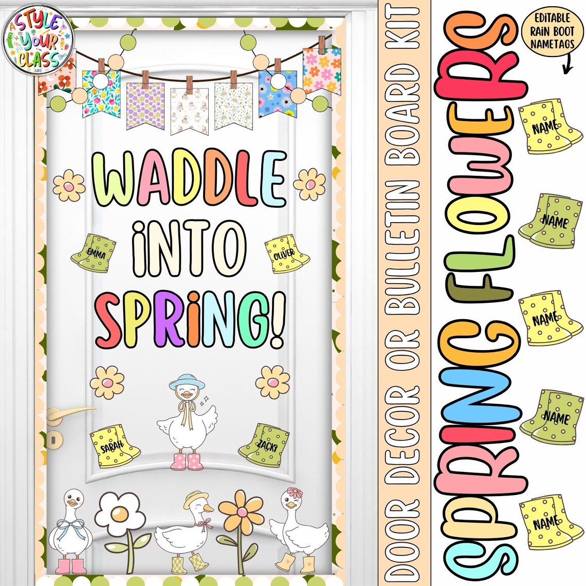 Quack Quack Spring is Back!: Spring Duck and Rain Boot Bulletin Board ...