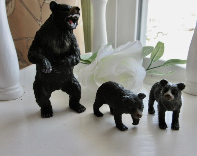 MINIATURE BLACK BEAR Animals Figure Figurine Fairy Garden Terrarium ...