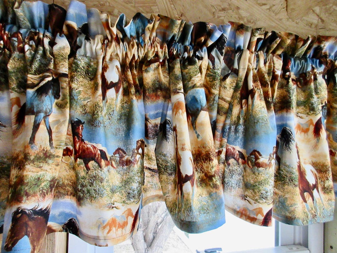 Curtain Horses Valance Tier Kitchen Bedroom Den Playroom Barn - Etsy
