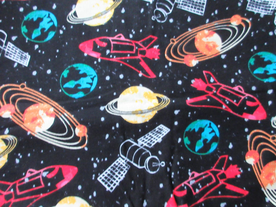 Flannel Fabric Space Rockets Planets Super Snuggle - Etsy