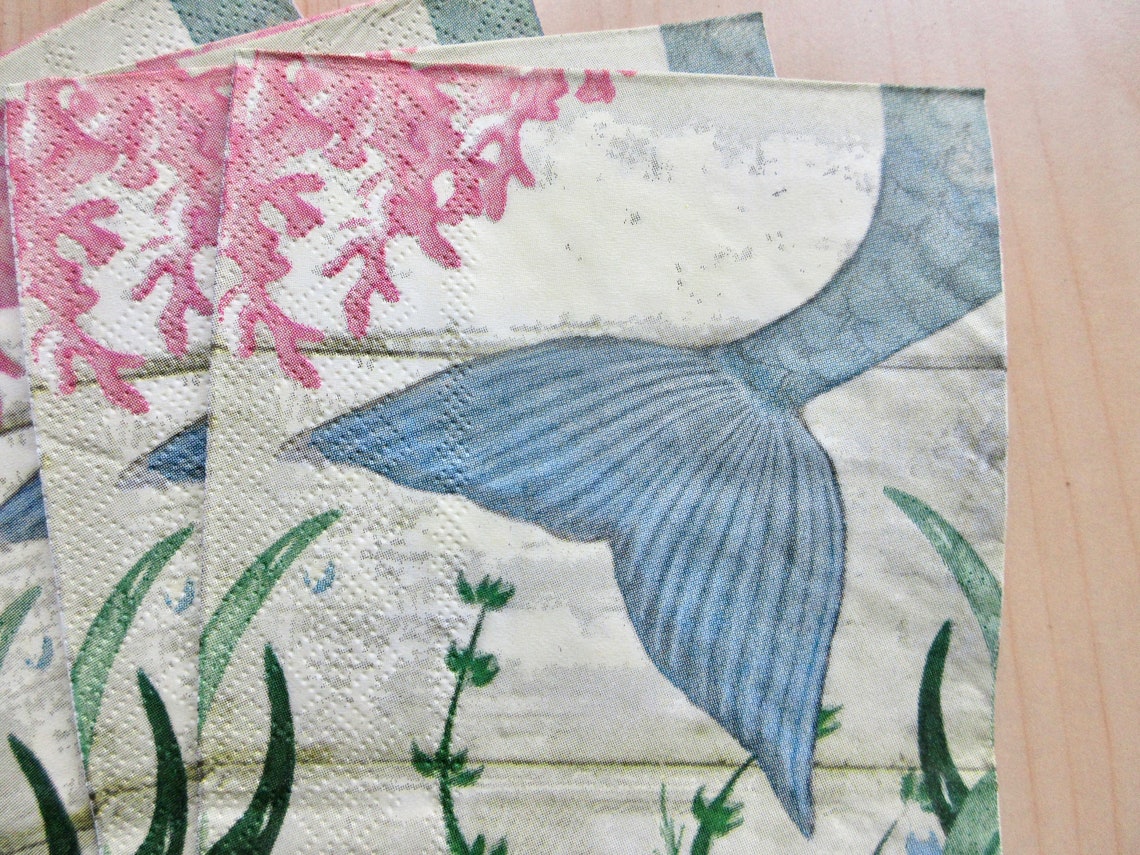 Paper Napkins Cocktail Luncheon Dinner Picnic Guest Decoupage Ocean Sea ...
