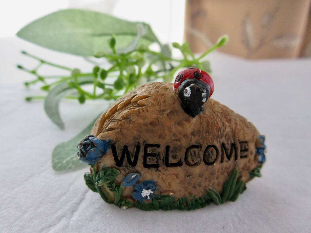 Miniature Welcome Sign Ladybug Fairy Garden Doll House Tier Tray - Etsy