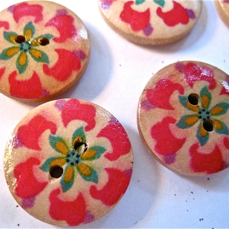 Painted Wood Buttons - Etsy