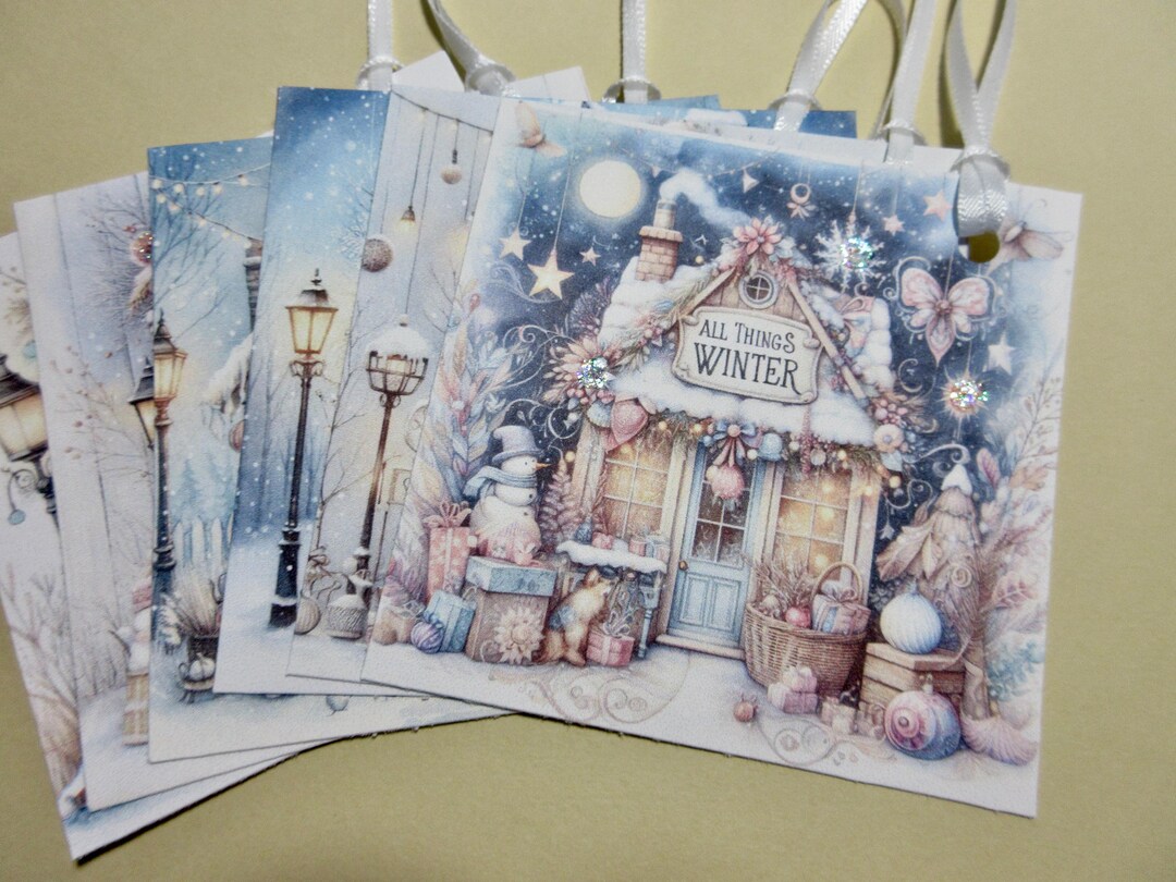 Winter Cottage Gift Tags, Cardstock Hang Tags, Set of 6 - Etsy