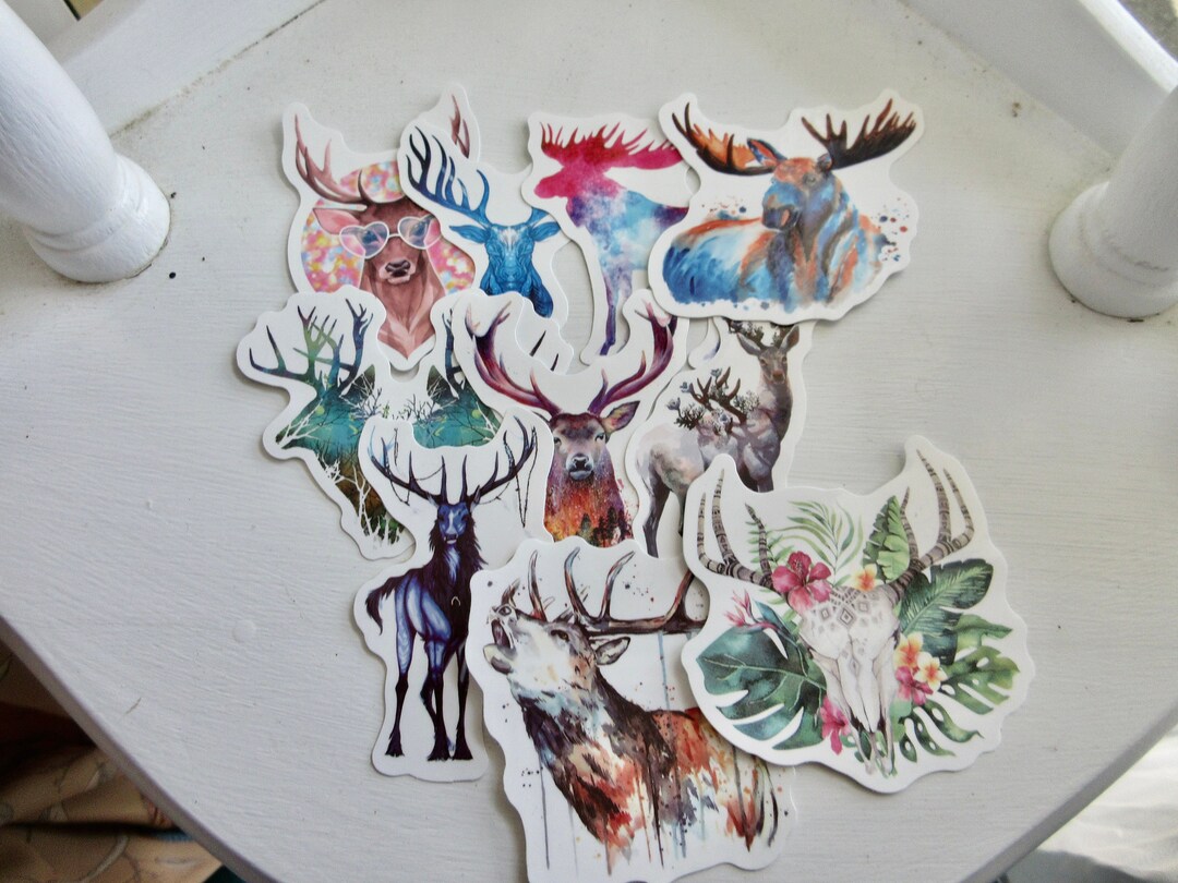 Stickers Deer Moose Waterproof Vinyl Set of 10 - Etsy