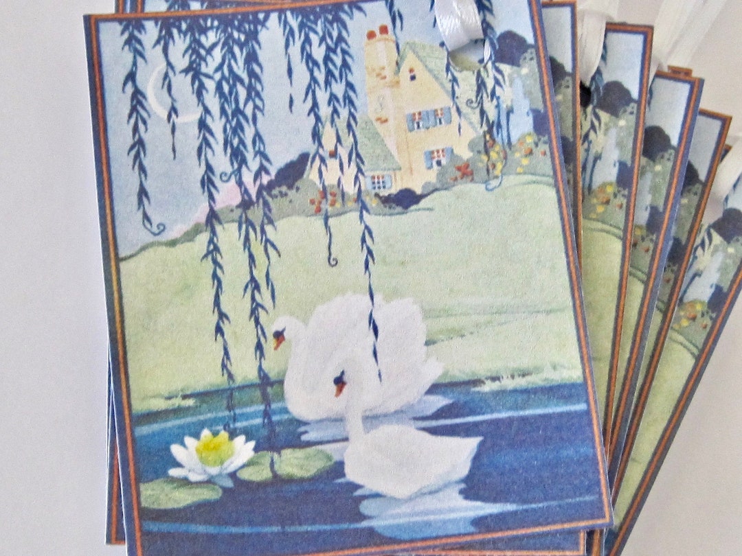 Swans Tags, Wedding Tags, Gift Tags, Letter Insert Lot of 6 - Etsy