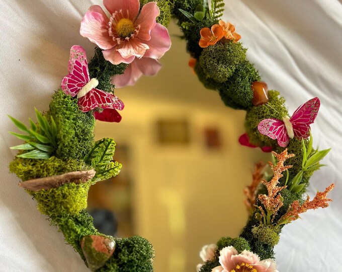 Preserved Moss Mirror, Preserved Moss Art, Butterfly Mirror, Fairy ...