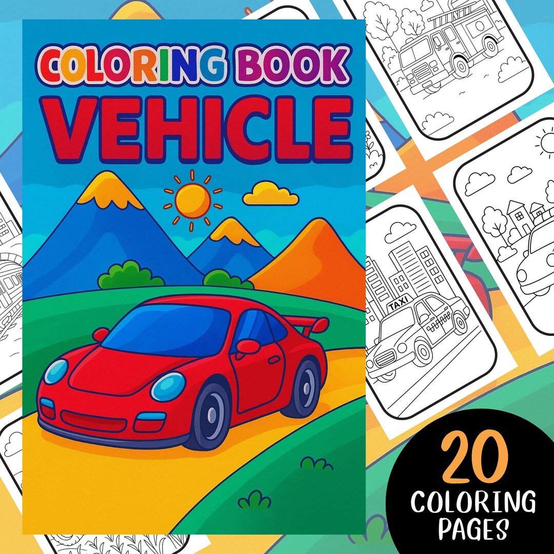 Vehicle Coloring Book for Kids | 20 Transportation Coloring Pages ...