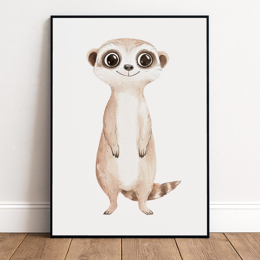 Meerkat Animal Poster | Nursery Wall Art | Watercolor Animal Motif ...