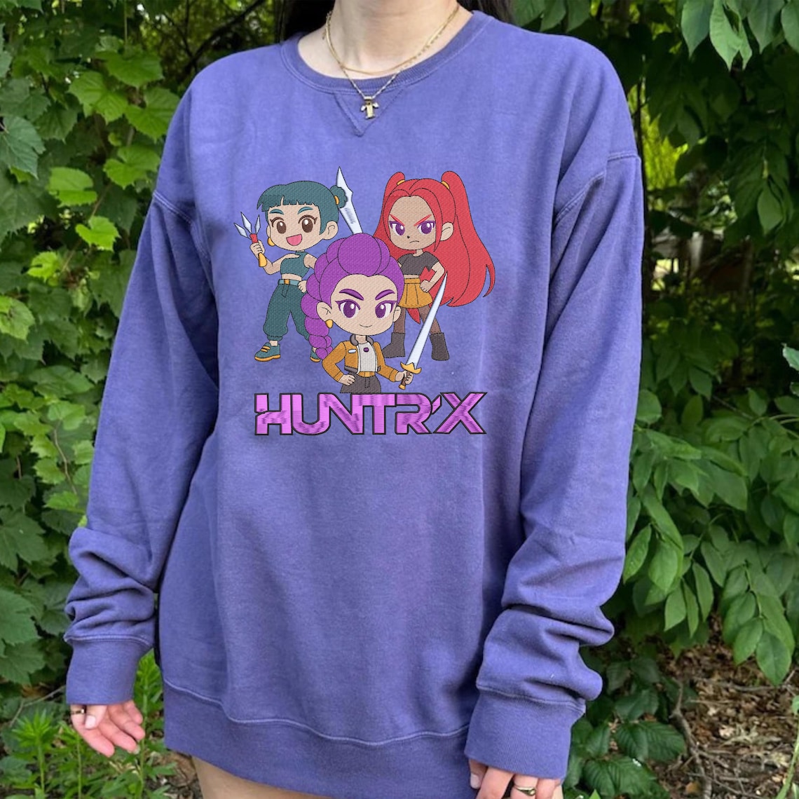 Huntrix Anime Embroidery Design, Chibi Girl Warriors Machine Embroidery ...