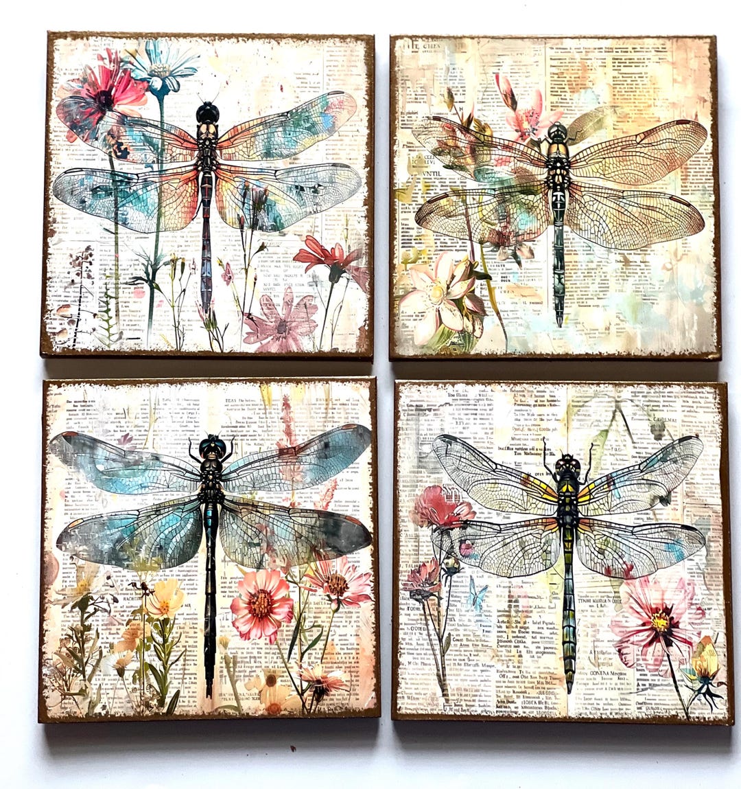 Handmade Set of Four (4) Ea. Solid Wood Dragonfly Coasters - Etsy
