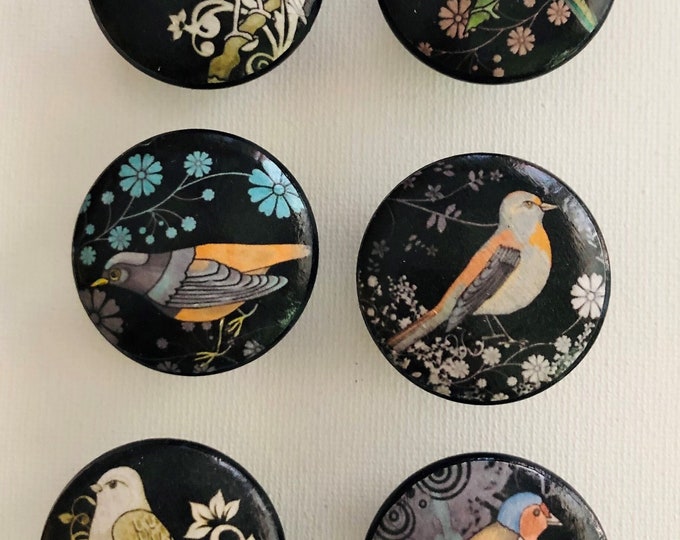 Handcrafted 1-1/2" Decorative Round Wood Bird Knobs - Etsy