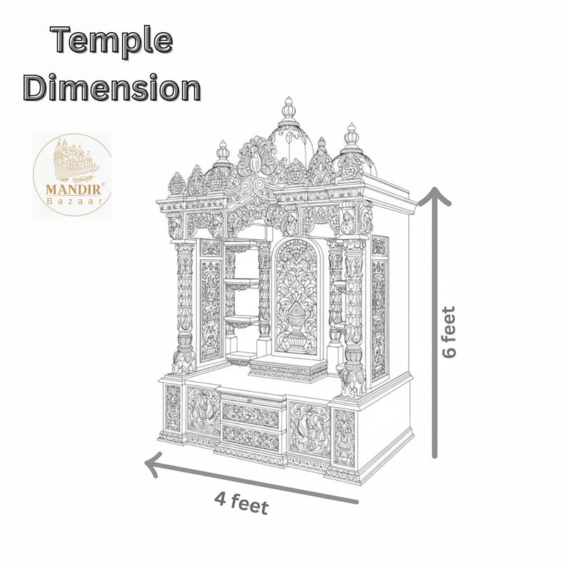 Teak Wood Hindu Temple Mandir | Handcrafted Saagwan Wood Home Altar ...