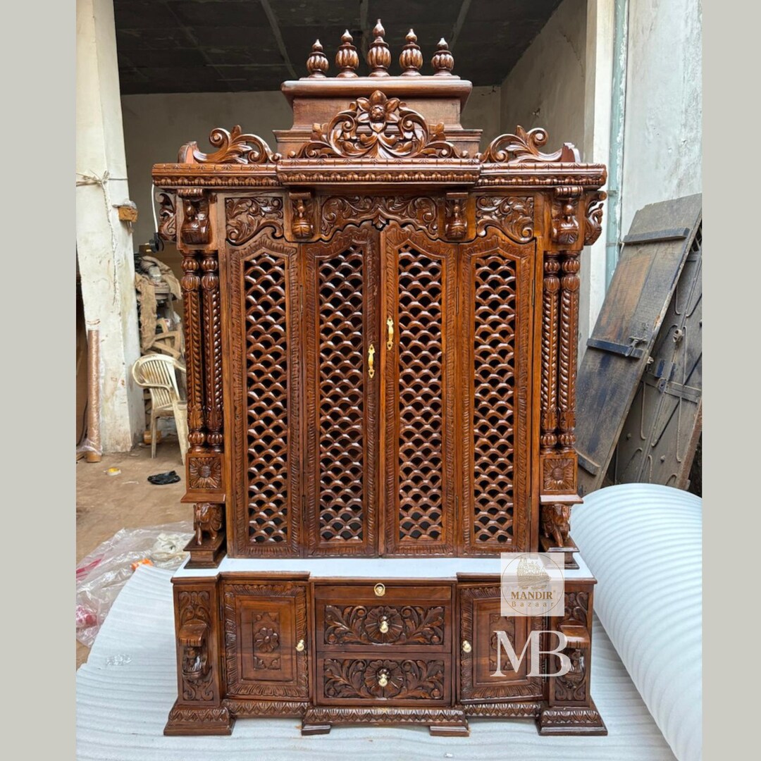 Handcrafted Wooden Hindu Mandir 6 Feet Tall Home Temple , Solid Wood ...