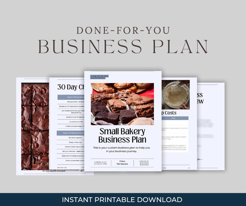 Small Bakery Business Plan PDF - Instant Download Startup Guide ...