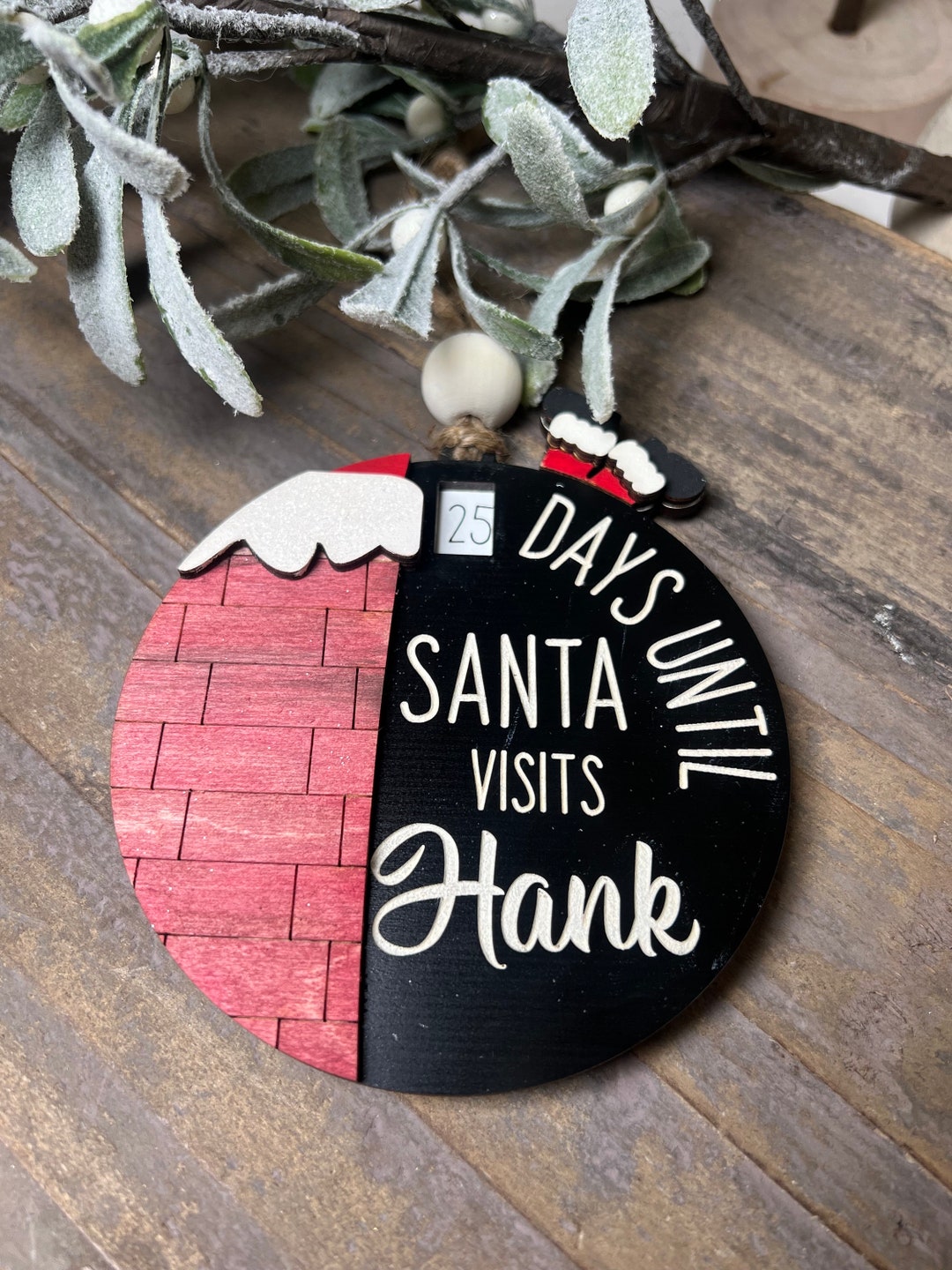 Santa Countdown Ornament, Christmas Countdown Ornament, Santa Chimney ...