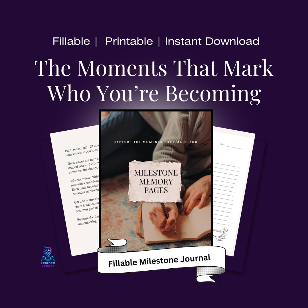 Milestone Memory Journal: Printable Reflection Workbook (fillable PDF ...