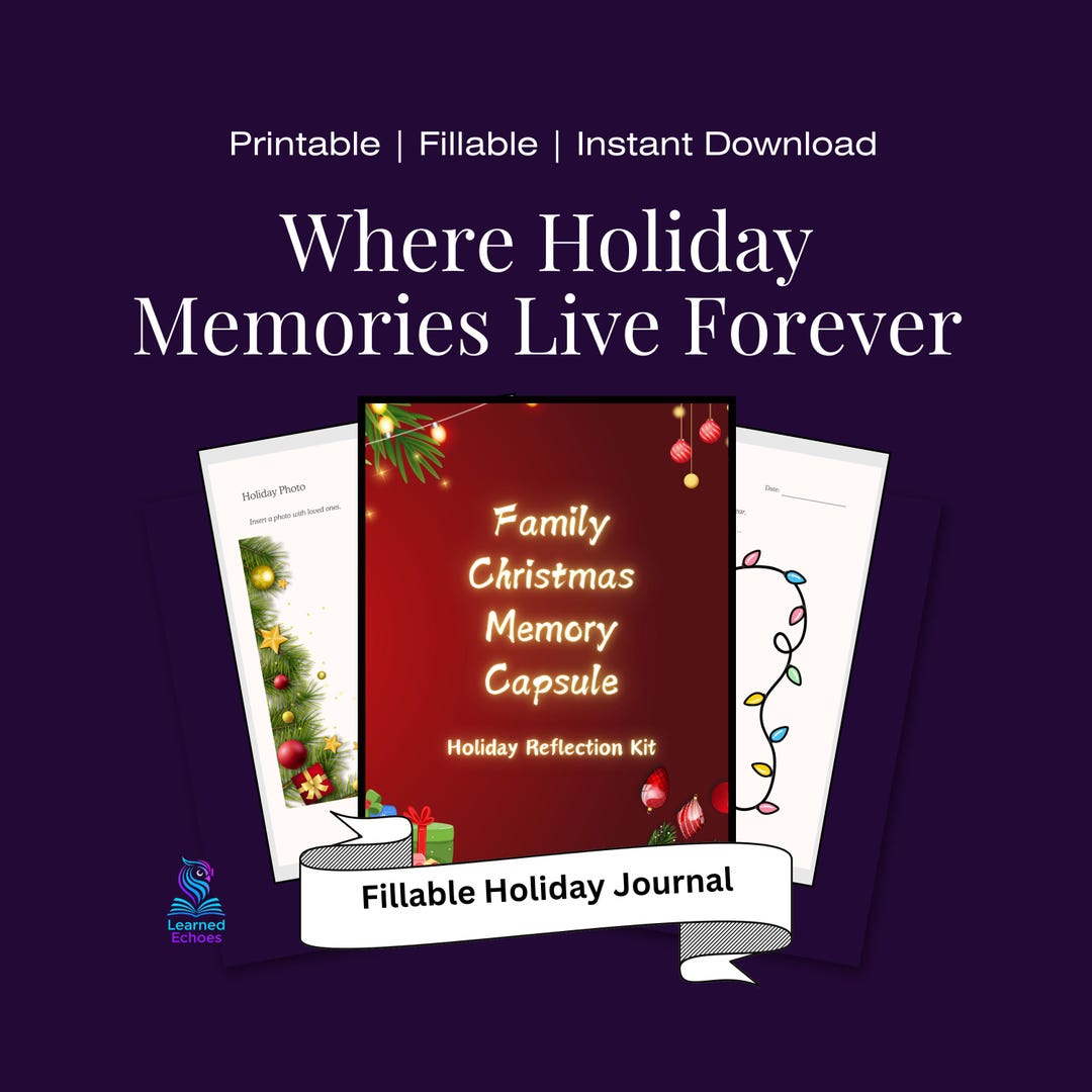Christmas Memory Capsule: Family Holiday Reflection Kit (fillable PDF ...