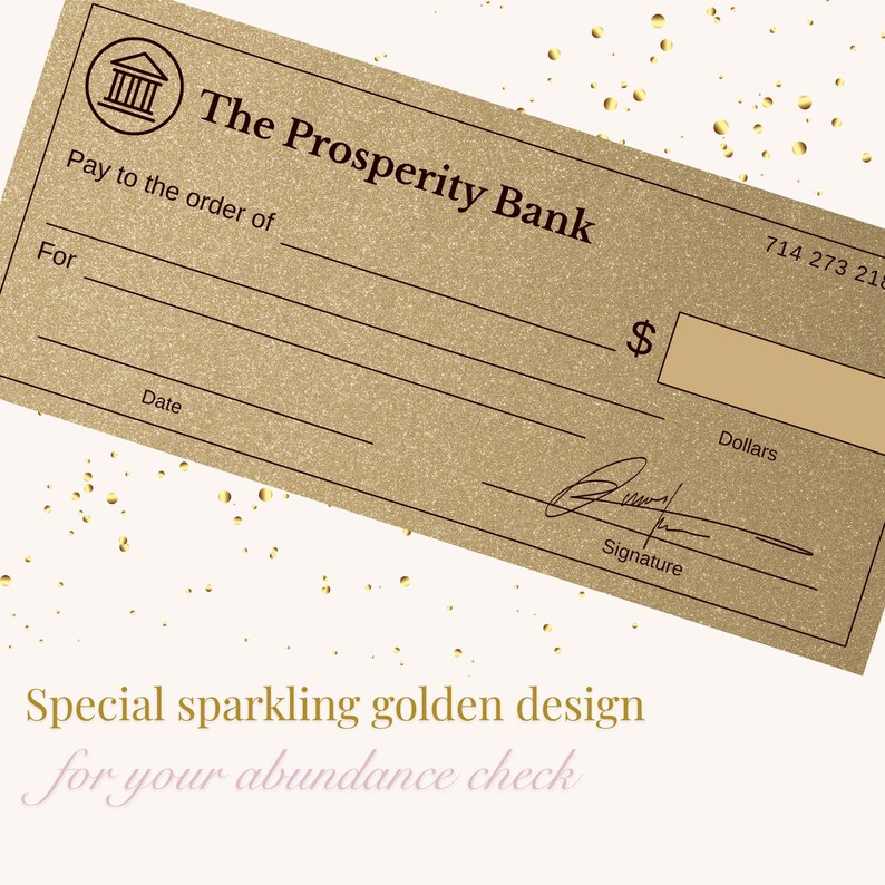 Money Manifestation Checks, Abundance Check, Luxurious Golden Design ...