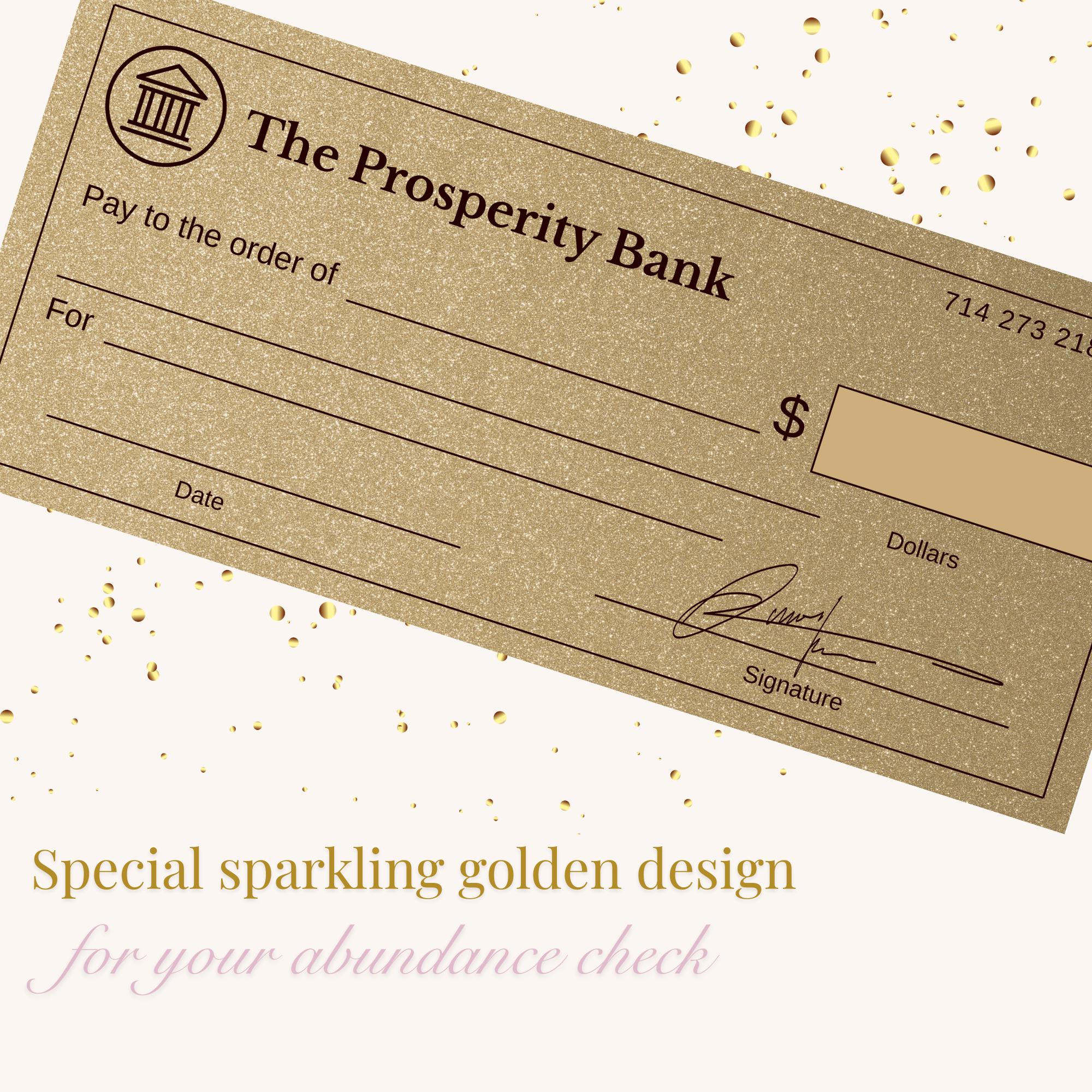 Money Manifestation Checks, Abundance Check, Luxurious Golden Design ...