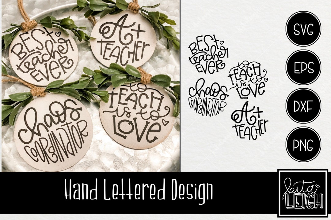 Hand Lettered Teacher Rounds | Ornament SVG Cut File - Etsy