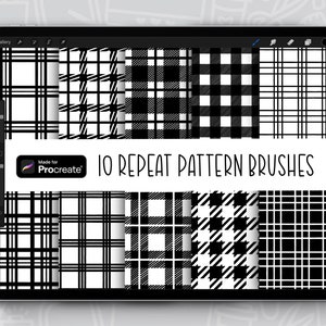 10 Plaid Repeat Pattern Procreate Brush Bundle Set - Etsy