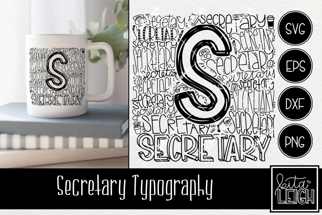 Secretary Typography INSTANT DOWNLOAD Dxf, Svg, Eps, Png for Use With ...