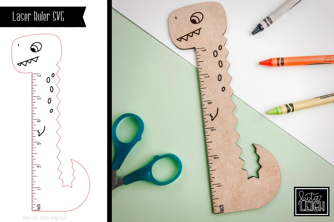 Dino Ruler Laser SVG Design Laser School Supply Design - Etsy