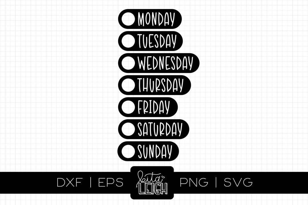 Weekday Labels SVG Cut File - Etsy