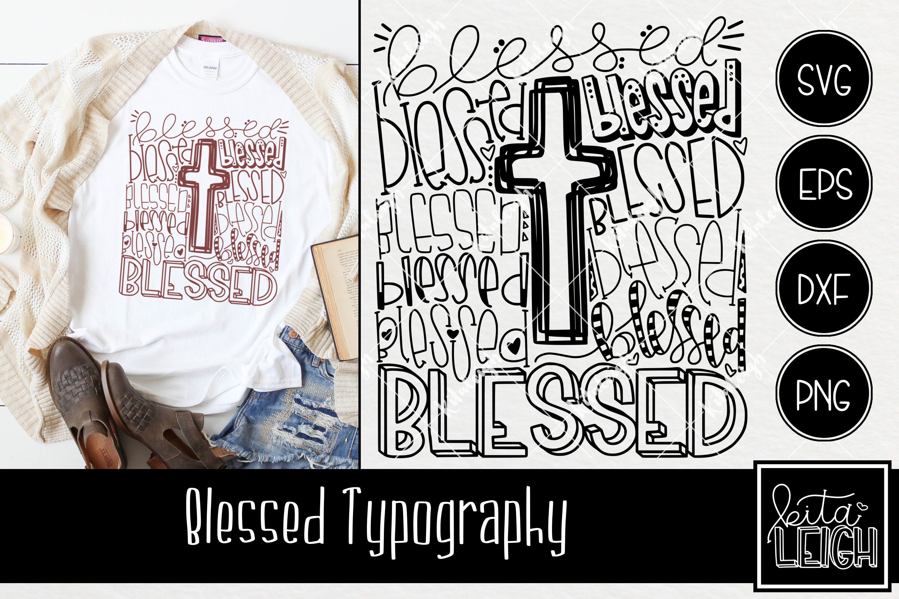 Blessed Typography INSTANT DOWNLOAD Dxf Svg Eps Png for Use - Etsy