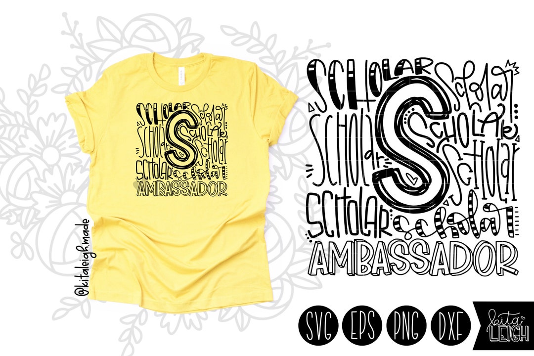 Scholar Ambassador Typography INSTANT DOWNLOAD Dxf, Svg, Eps, Png for ...