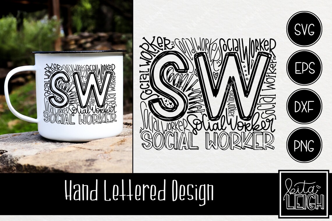 Social Worker SW Typography INSTANT DOWNLOAD Dxf Svg Eps - Etsy