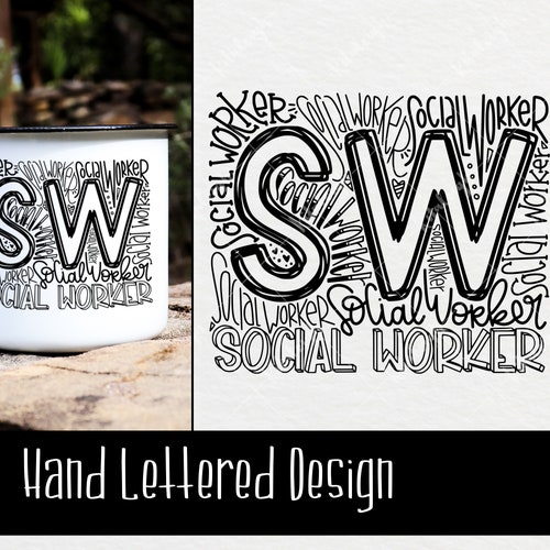 Social Worker SW Typography INSTANT DOWNLOAD Dxf Svg Eps - Etsy