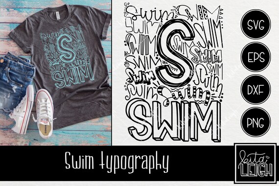Swim Typography INSTANT DOWNLOAD Dxf Svg Eps Png for Use | Etsy