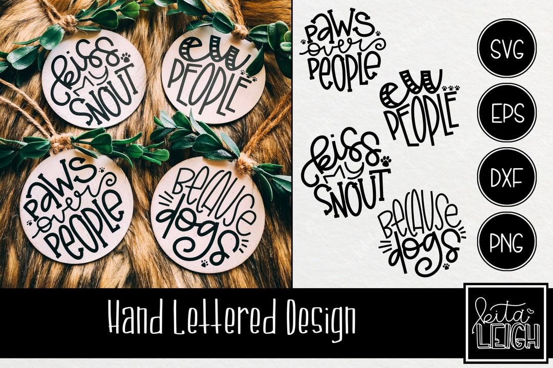 Hand Lettered Dog Rounds INSTANT DOWNLOAD Dxf, Svg, Eps, Png for Use ...