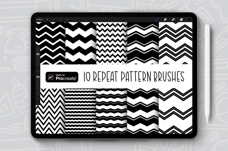 10 Chevron Repeat Pattern Procreate Brush Bundle Set - Etsy