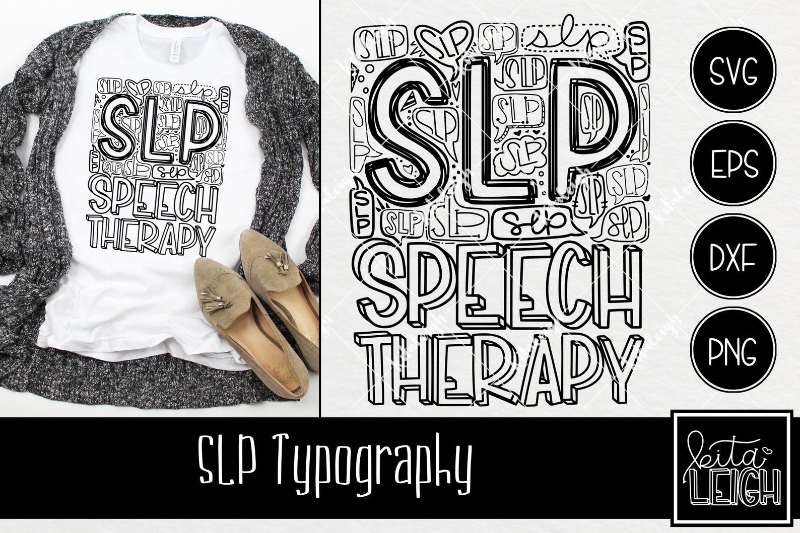 Speech SLP Therapy Typography INSTANT DOWNLOAD Dxf Svg Eps Png for Use ...