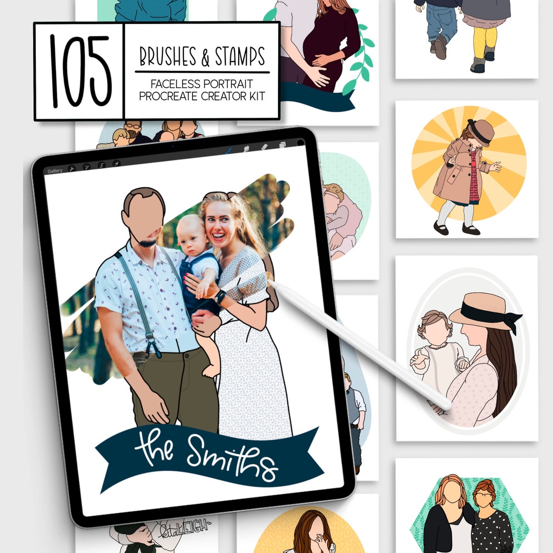 105 Procreate Brushes | Faceless Portrait Creator Kit - Etsy