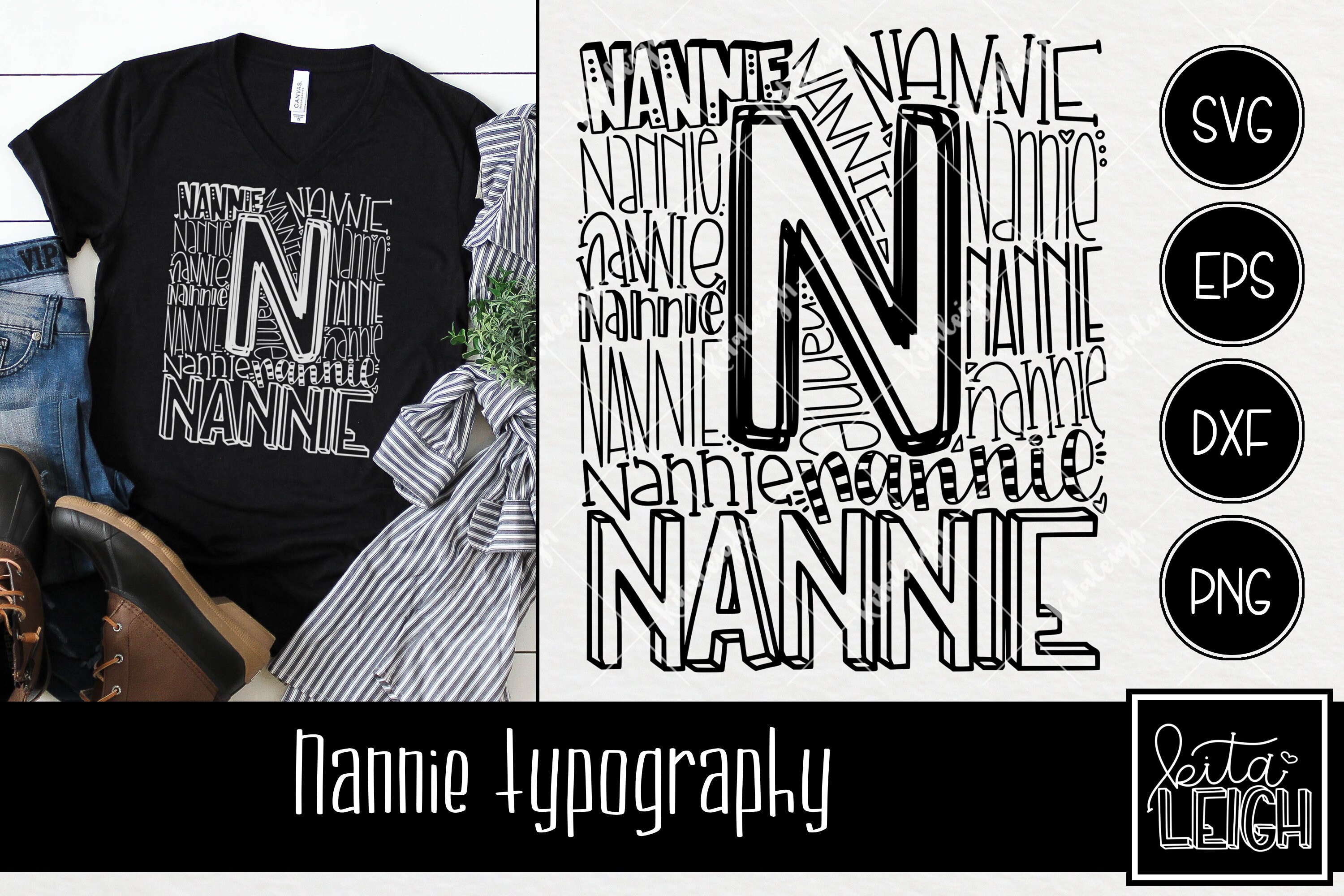 Nannie Typography INSTANT DOWNLOAD dxf svg eps png for use | Etsy
