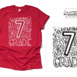 7th Seventh Grade Typography Shirt | First Day of School SVG - Etsy