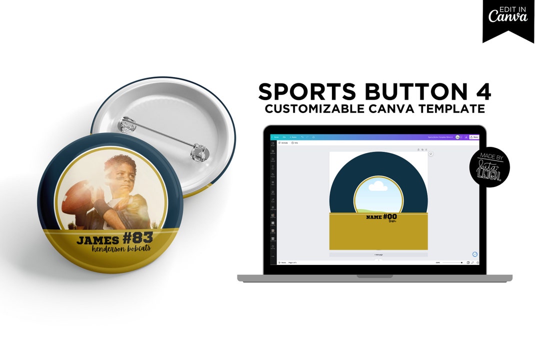 Sports Button Canva Template 4 INSTANT DOWNLOAD - Etsy