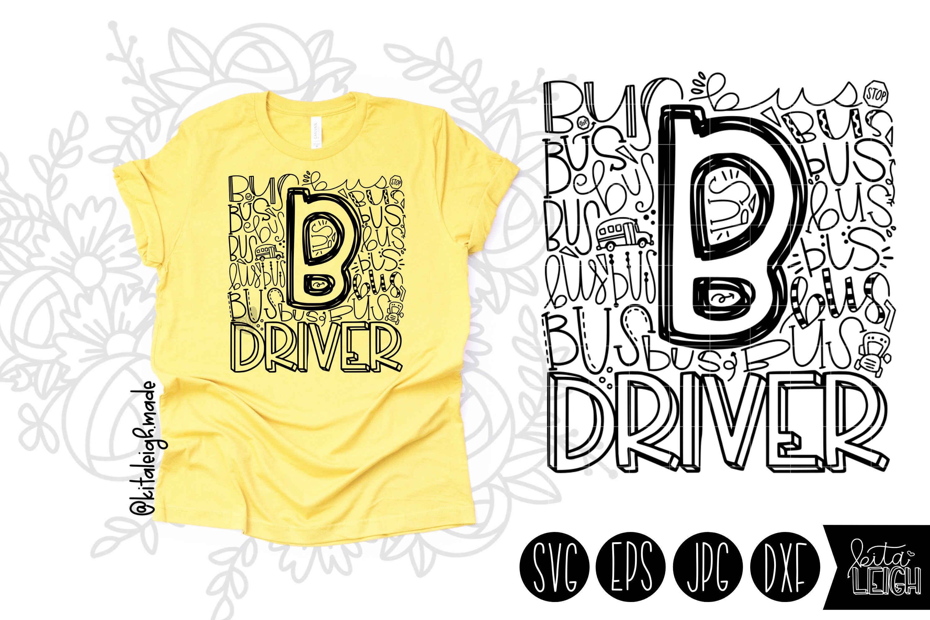 Bus Driver Typography INSTANT DOWNLOAD Dxf Svg Eps Png for - Etsy