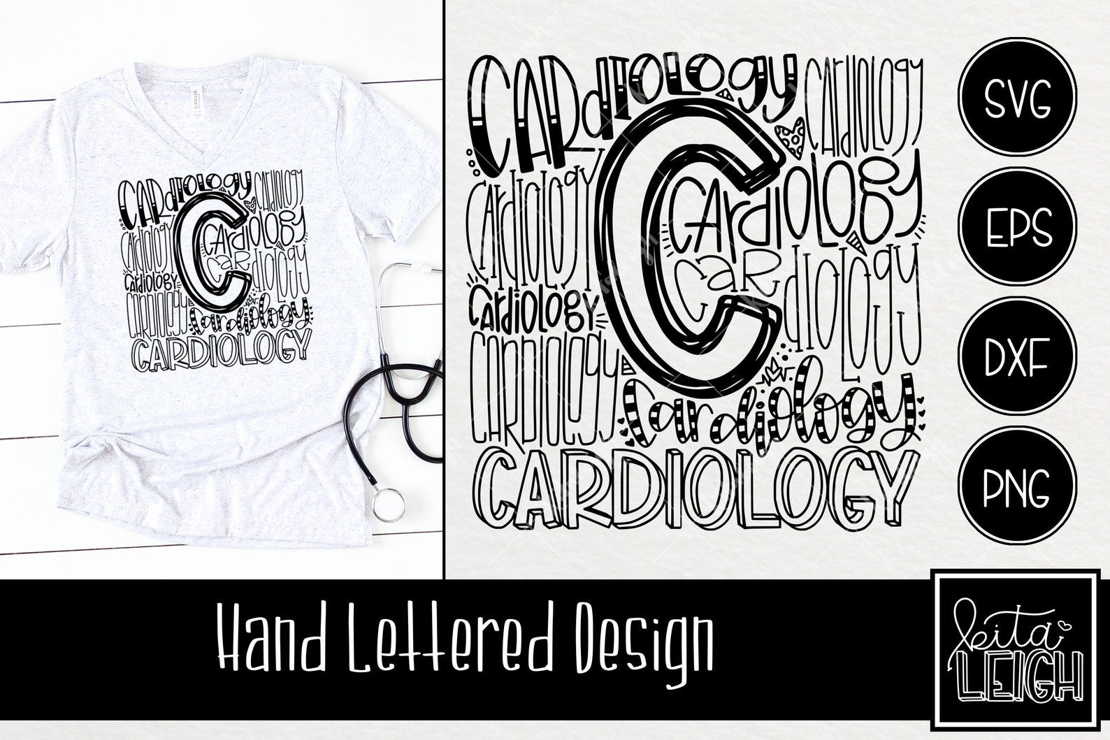 Cardiology Typography INSTANT DOWNLOAD Dxf, Svg, Eps, Png, for Use With ...