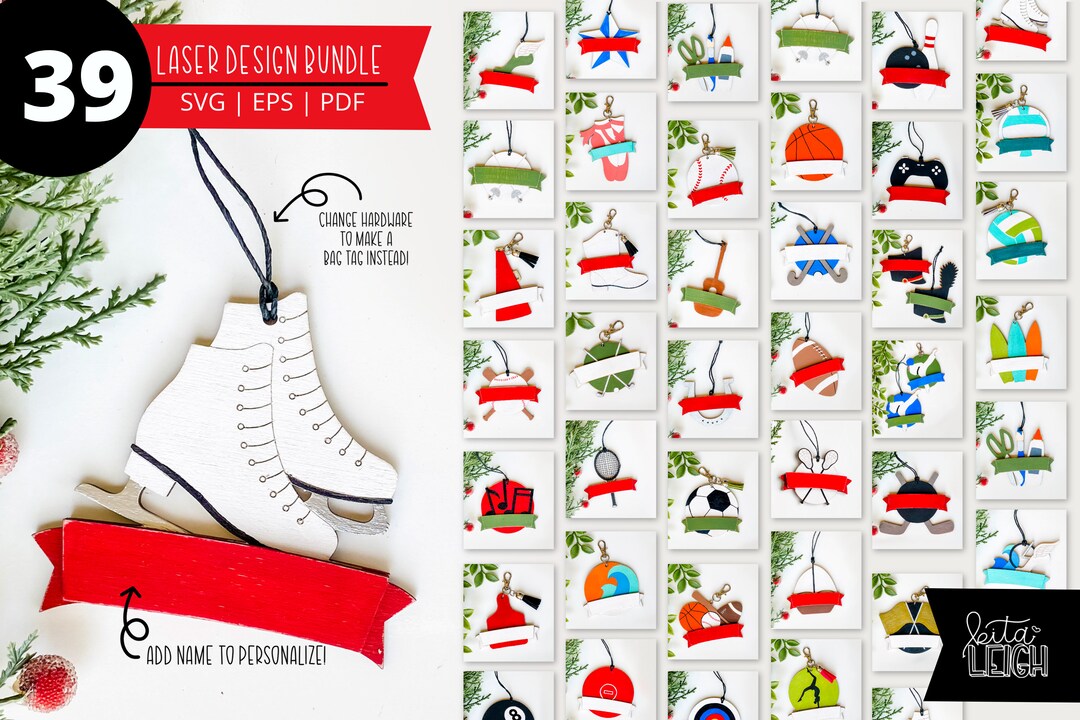 39 Laser Bag Tag Cut File Bundle | Christmas Ornament SVG - Etsy