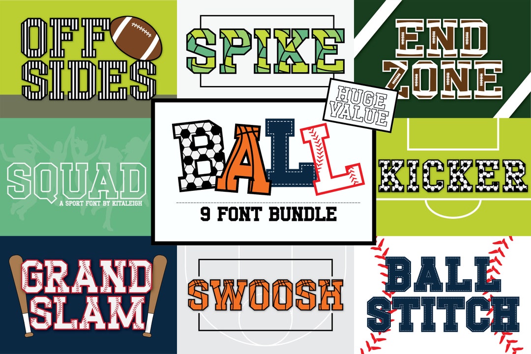 Sports Font Bundle | 10 Athletic Sports Commercial Use Font - Etsy
